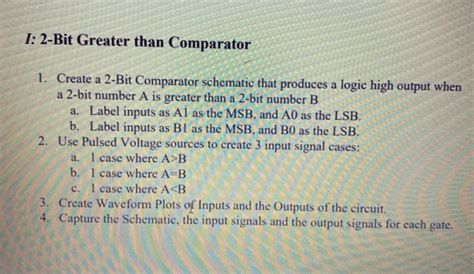 Solved I 2 Bit Greater Than Comparator 1 Create A 2 Bit