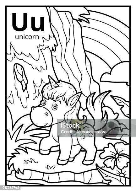색칠 공부 책 무색 알파벳입니다 편지 U 유니콘 0명에 대한 스톡 벡터 아트 및 기타 이미지 0명 강 교육 Istock
