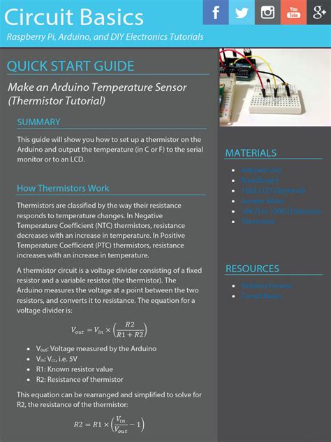 Quick Start Guide Set Up A Thermistor On An Arduino Pdf Electrical Resistance And