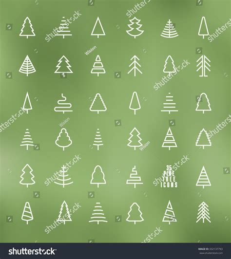 Thin Line Pine Tree Icon Set Stock Vector Royalty Free Shutterstock