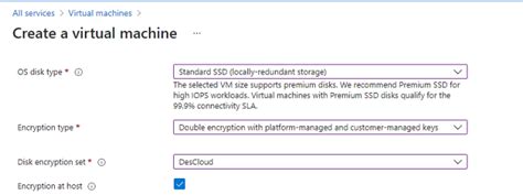 Azure Virtual Machine Disk Encryption Using Encryption At Host Option