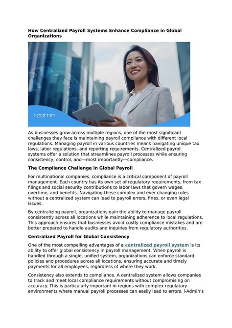 How Centralized Payroll Systems Enhance Compliance In Global