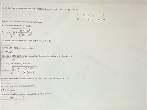 Solved Given Are Five Observations For Two Variables X ﻿and
