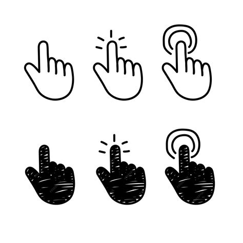 Premium Vector Doodle Click Set Hand Drawn Line Mouse Cursor Mouse