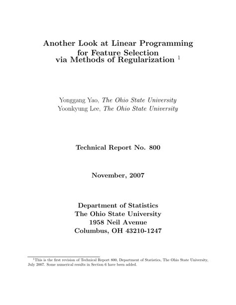 Pdf Another Look At Linear Programming For Feature Selection Via