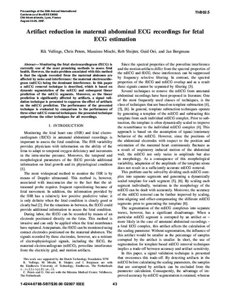 Pdf Artifact Reduction In Maternal Abdominal Ecg Recordings For Fetal Ecg Estimation