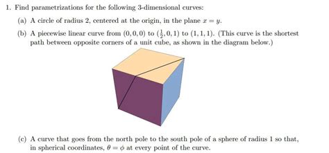 solved 1 find parametrizations for the following