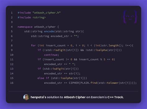Henpatsis Solution For Atbash Cipher In C On Exercism
