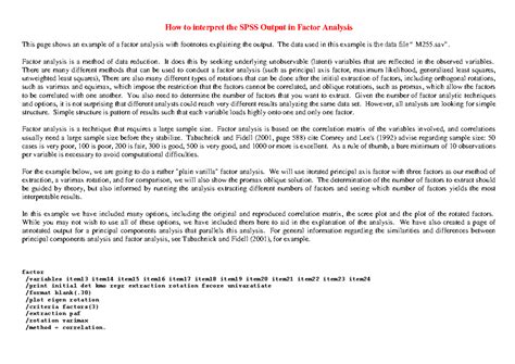 Annotated Guide For Spss Factor Analysis Output Interpretation M255