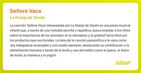 Significado De La Canción SeÑora Vaca La Granja De Zenón Letrascom