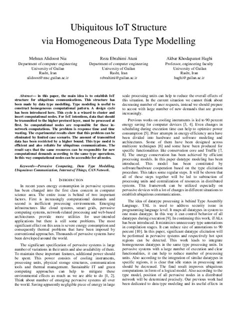Pdf Ubiquitous Iot Structure Via Homogeneous Data Type Modelling