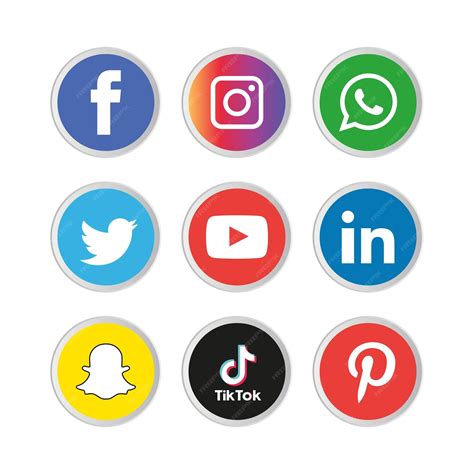 소셜 미디어 아이콘 설정 로고 벡터 일러스트 레이 터 프리미엄 벡터