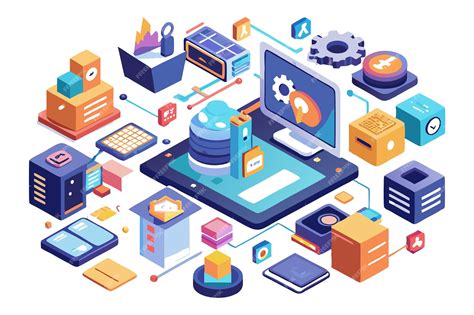 Isometric Illustration Of Data Processing Cloud Computing And Server Infrastructure Premium Ai
