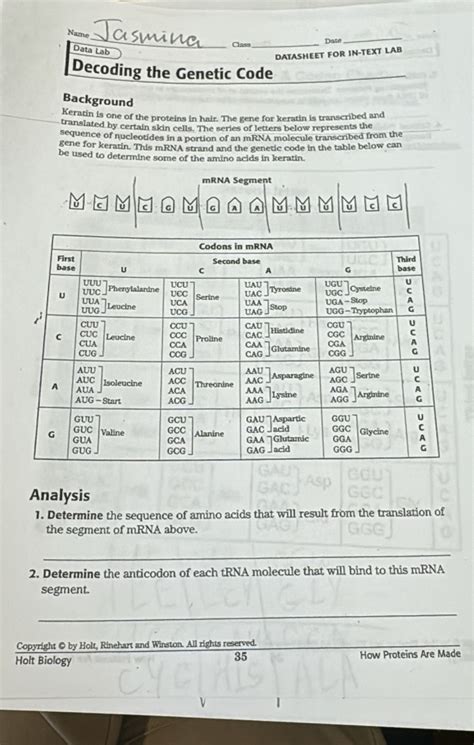 Solved Name Class Date Data Lab Datasheet For In Text Lab