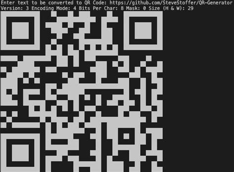 GitHub SteveStoffer QR Generator C Terminal Based QR Code Generator