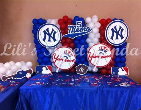Decoración De Fiesta Infantil Tema Béisbol Yankees Mesa Principal