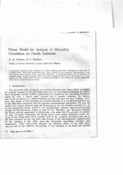 pdf planar model analysis of microstrip circulator on ferrite substrate