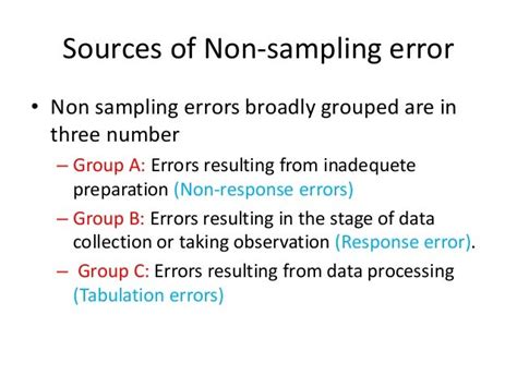 Stat 3203 Sampling Errors And Non Sampling Errors