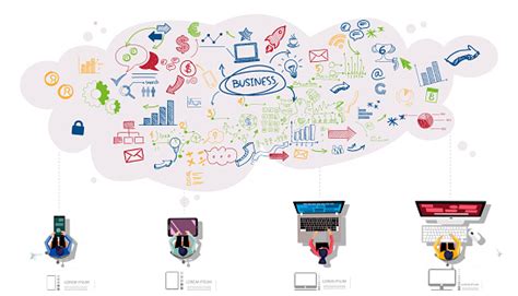 사업가와 레이디 브레인스토밍 연락처 통신 기술 계획 거래 시장은 창조적 인 작업을 분석 평면 디자인 일러스트 창의성 현대 아이디어와 개념 벡터 0명에 대한 스톡 벡터 아트