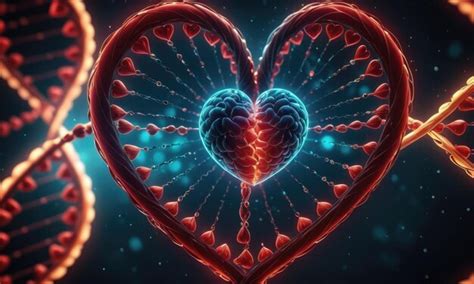 premium ai image digital heart pulsating within a dna sequence