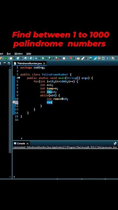 How To Find Palindrome Number Between 1 To 1000 In Java Coding Java