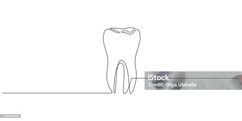 치아의 연속 선 그리기 하나 치과 진료소 로고 또는 간단한 선형 스타일의 구강 건강 및 위생 세계 치과 의사의 날 아이콘 개념 편집 가능한 스트로크 낙서 벡터 일러스트 레이