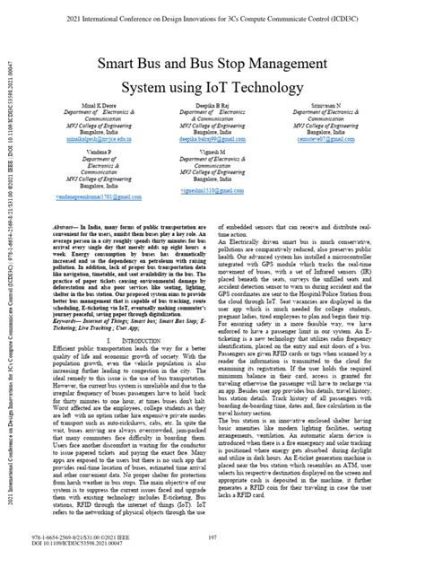 Smart Bus And Bus Stop Management System Using Iot Technology Pdf