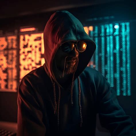 Premium Ai Image Hacker In A Dark Room With Binary Code Cybercrime Concept
