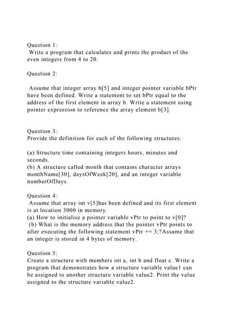 Question 1 Write A Program That Calculates And Prints The Produdocx