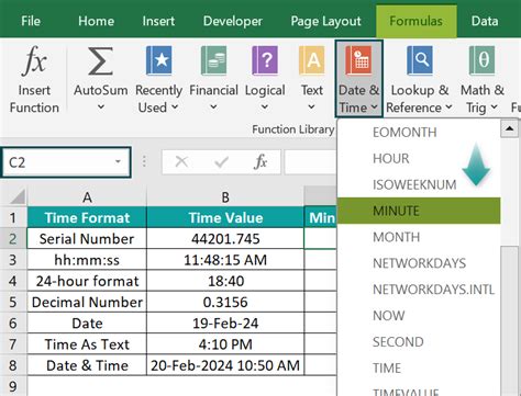 Minute Excel Function Syntax Examples How To Use