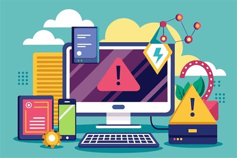 A Computer Screen And Other Devices Show Error Alerts Indicating A