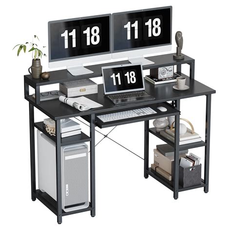 Buy Cubicubi 47 Inch Computer Desk With Storage Shelves Monitor Stand Keyboard Tray Home Office