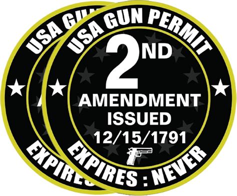 Edesign 2 Pack Usa Gun Permit 2nd Amendment Sticker Decal