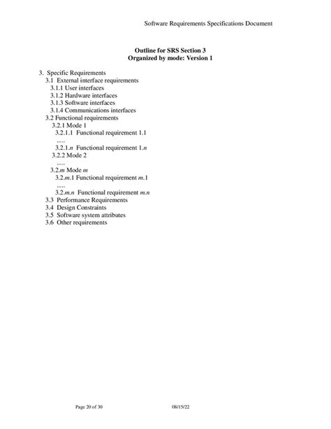 Software Requirements Specification Srs Template In Word And Pdf Formats Page 20 Of 30