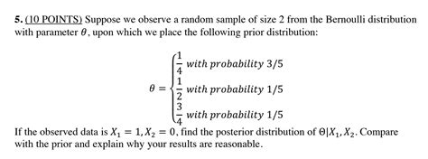 solved 5 10 points suppose we observe a random sample of