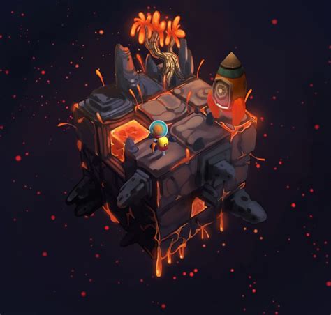Cubiverse Magma Cube by Simone Mändl Illustration 2D Isometric art Game concept art