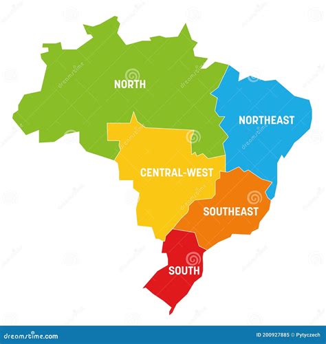 Brazil Map Of Regions Stock Vector Illustration Of Border 200927885