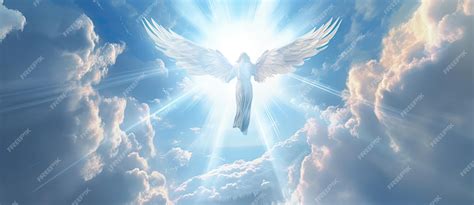 Premium Photo Guardian Angel Blue Sky Beautiful Angelic Wings With