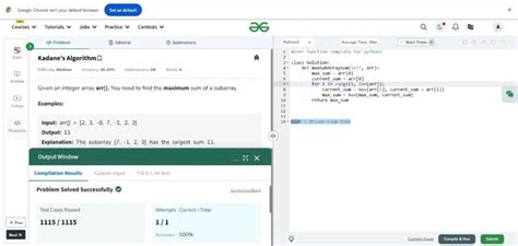 Abhinaya Chalamalasetti On Linkedin Gfg160 Kadanealgorithm Geekstreak2024 Dsamastery