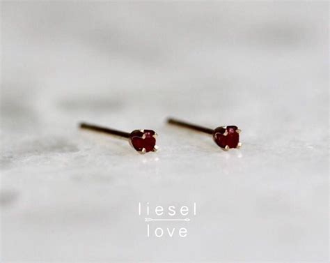 14k Gold Tiny Ruby Studs Ruby Studs Ruby Jewelry Stud Etsy