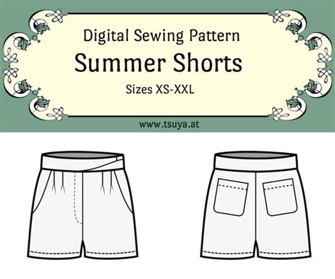Highwaist Summer Shorts Sewing Pattern Size Xs Xxl Pdf Etsy