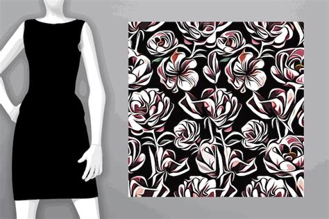 섬유 및 벽지 패턴 인쇄 가능한 디지털 일러스트레이션 작업 플로랄 프린트 디자인 프리미엄 벡터