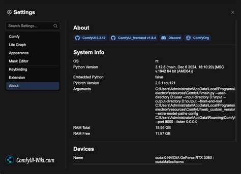 Acerca De Menú De Configuración De Comfyui Comfyui Wiki