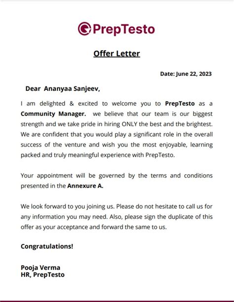 Ananyaa Sanjeev On Linkedin Opportunity Success Experience Community Intern Internship