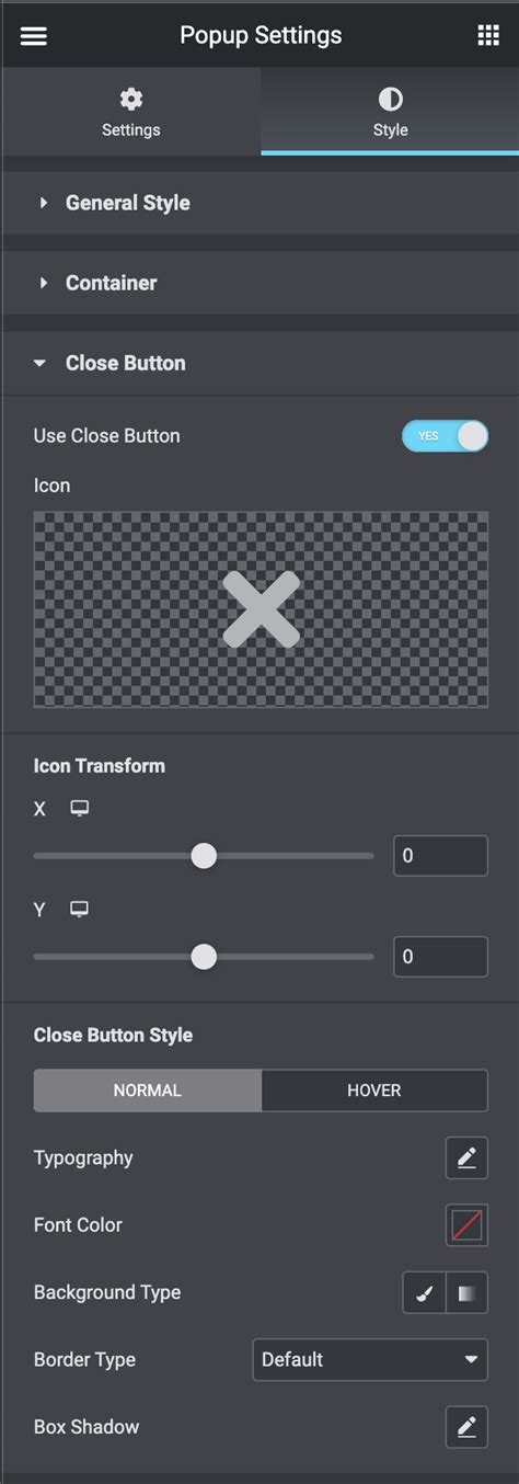 Popup Style Settings Overview Phox Documentation
