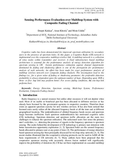 pdf sensing performance evaluation over multihop system with
