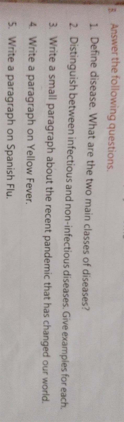 3 answer the following questions 1 define disease what are the two ma
