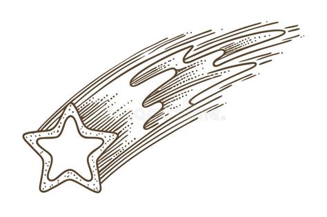 Shooting Star In Sketch Hand Drawn Falling Star Cosmic Symbol Simple