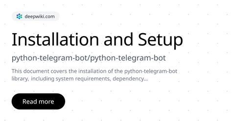 Installation And Setup Python Telegram Botpython Telegram Bot Deepwiki