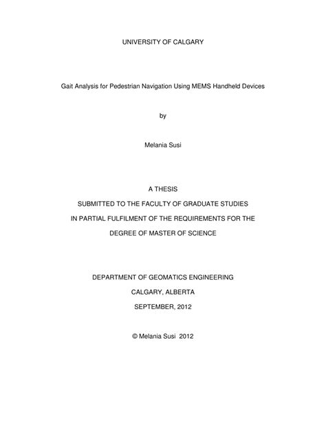 Pdf University Of Calgary Gait Analysis For Pedestrian Navigation